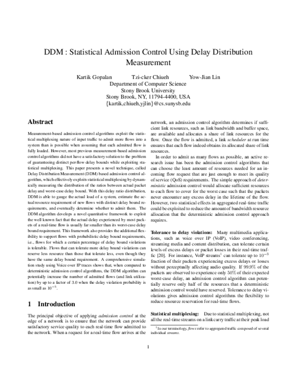 (PDF) DDM: Statistical admission control using delay distribution