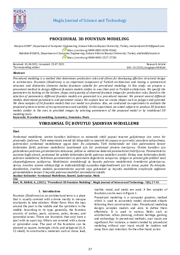 (PDF) Procedural 3D Fountain Modeling