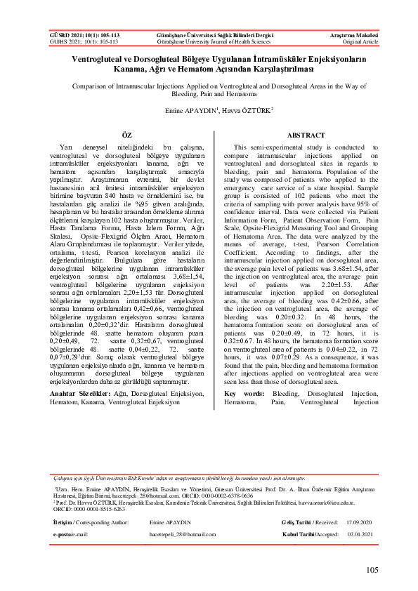 (PDF) Comparison of Intramuscular Injections Applied on Ventrogluteal ...