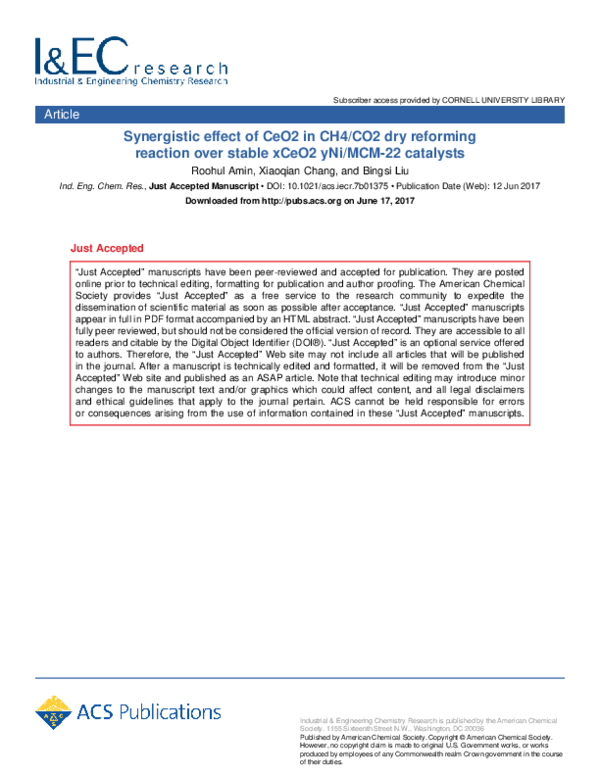 (PDF) Synergistic Effect of CeO2 in CH4/CO2 Dry Reforming Reaction over ...