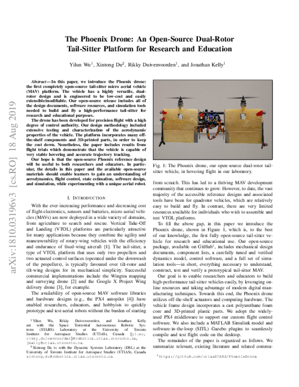 (PDF) The Phoenix Drone: An Open-Source Dual-Rotor Tail-Sitter Platform ...