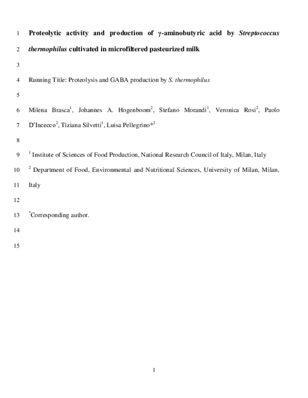 (PDF) Proteolytic Activity and Production of γ-Aminobutyric Acid by Streptococcus thermophilus ...