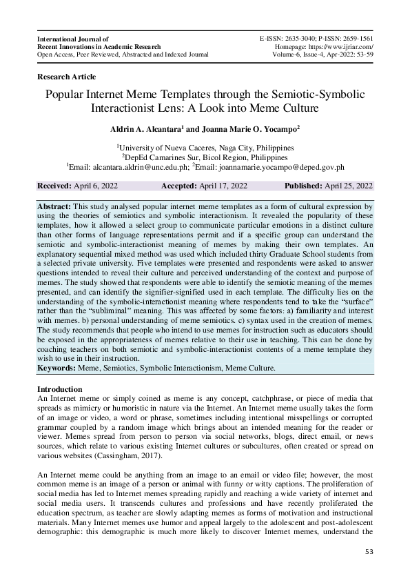 (PDF) Popular Internet Meme Templates through the Semiotic-Symbolic ...