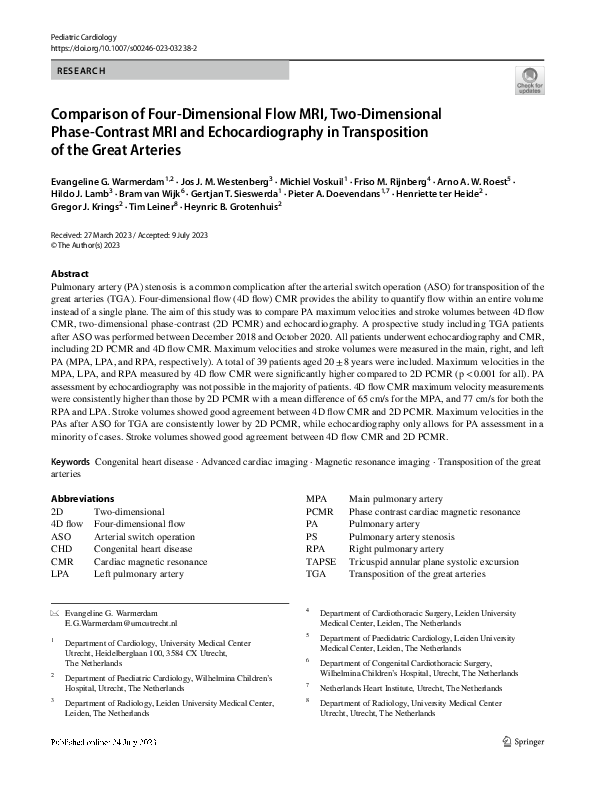 (PDF) Comparison of Four-Dimensional Flow MRI, Two-Dimensional Phase ...