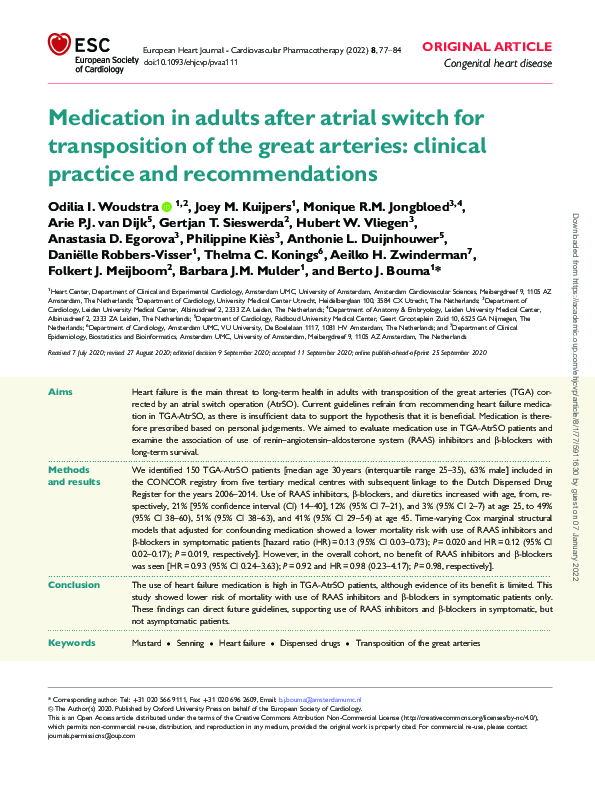 (PDF) Medication in adults after atrial switch for transposition of the ...