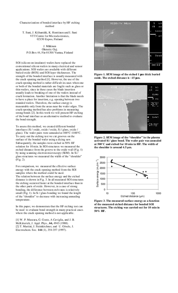 (PDF) Characterization of Bonded Interface by HF Etching Method
