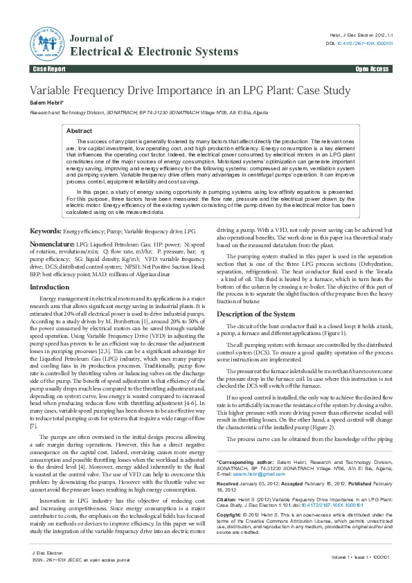 (PDF) Variable Frequency Drive Importance in an LPG Plant: Case Study