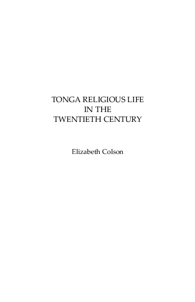 (PDF) Tonga religious life in the twentieth century