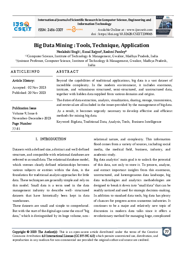 (PDF) Big Data Mining : Tools, Technique, Application