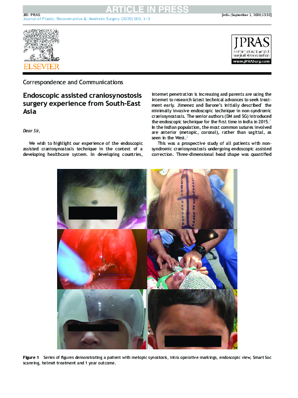 (PDF) Endoscopic-assisted craniosynostosis surgery: First case series ...
