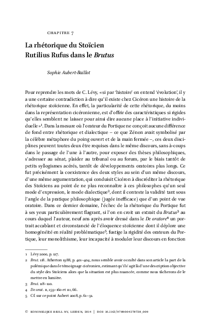 (PDF) La rhétorique du Stoïcien Rutilius Rufus dans le Brutus