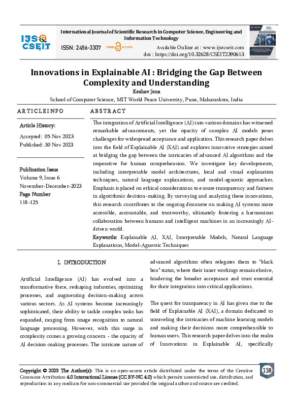 (PDF) Innovations in Explainable AI : Bridging the Gap Between Complexity and Understanding
