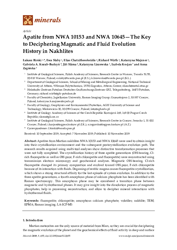 (PDF) Apatite from NWA 10153 and NWA 10645—The Key to Deciphering ...