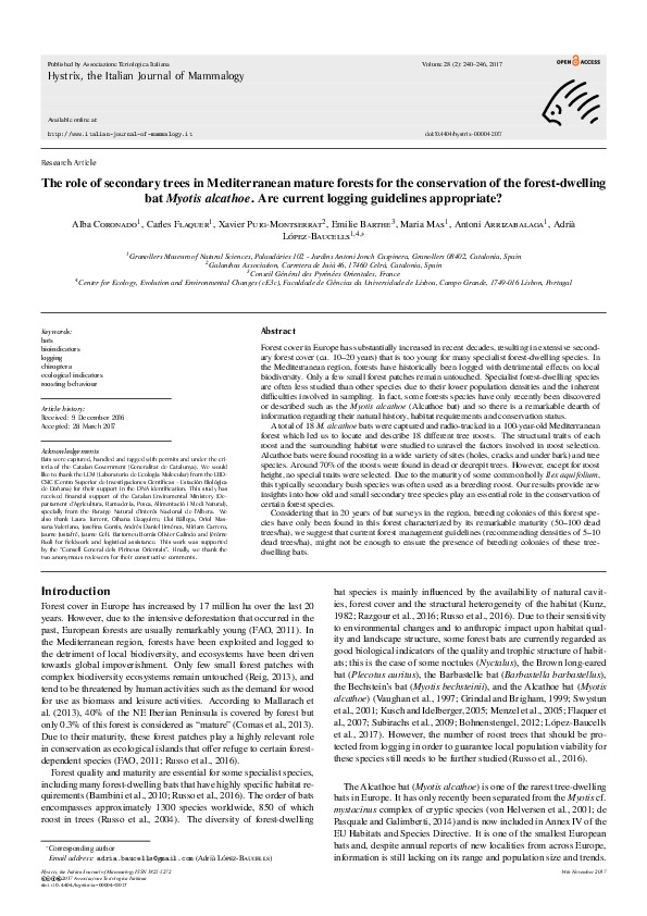 (PDF) The role of secondary trees in Mediterranean mature forests for ...