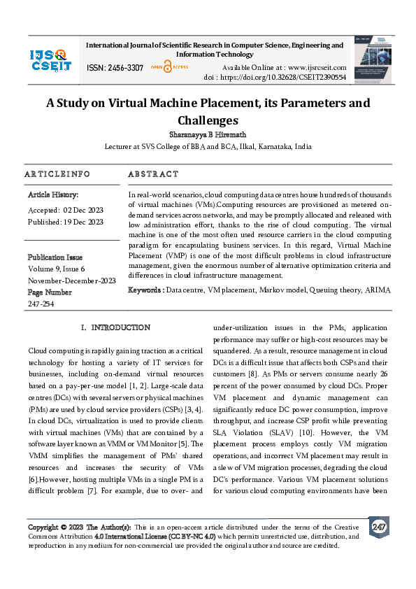(PDF) A Study on Virtual Machine Placement, its Parameters and Challenges