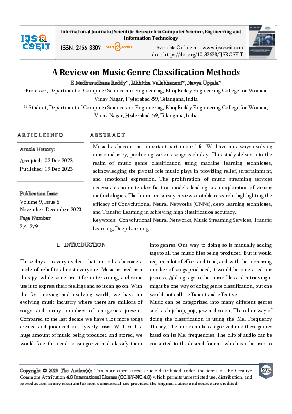 (PDF) A Review on Music Genre Classification Methods