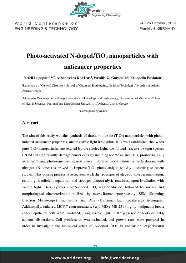 (PDF) Photo-activated N-doped/TiO2 nanoparticles with anticancer ...