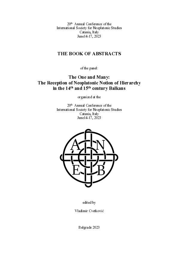 (PDF) Panel 'The One and Many: The Reception of Neoplatonic Notion of ...