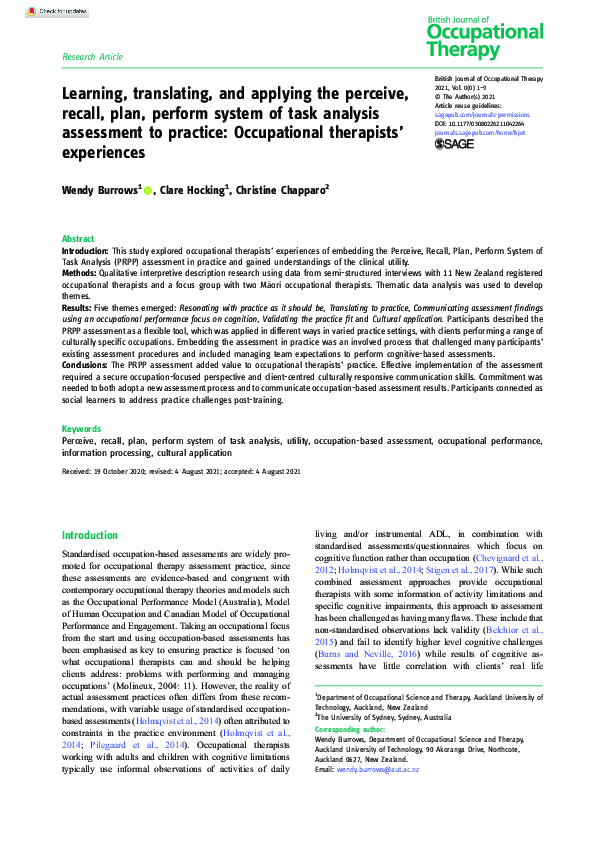 (PDF) Learning, translating, and applying the perceive, recall, plan, perform system of task ...