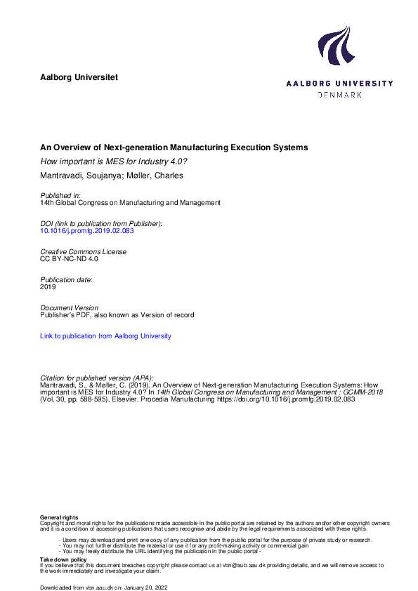 (PDF) An Overview of Next-generation Manufacturing Execution Systems ...
