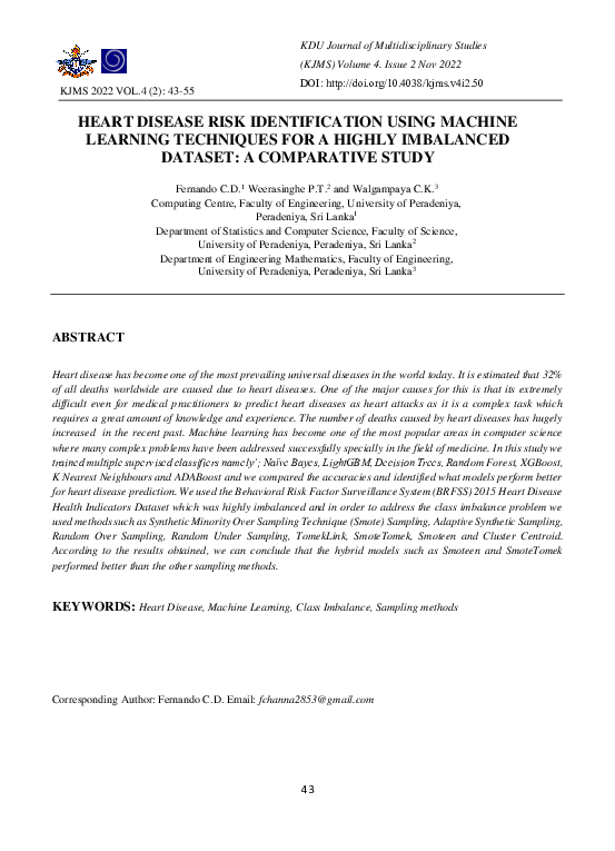 (PDF) Heart Disease Risk Identification using Machine Learning ... (PDF) Heart Disease Risk Identification using Machine Learning ...