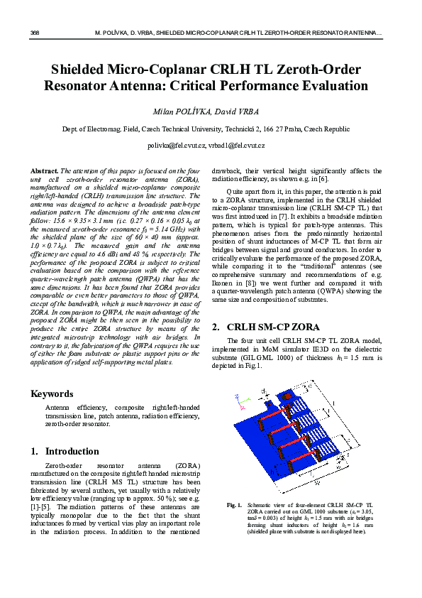 (PDF) Shielded Micro-Coplanar CRLH TL Zeroth-Order Resonator Antenna: Critical Performance ...