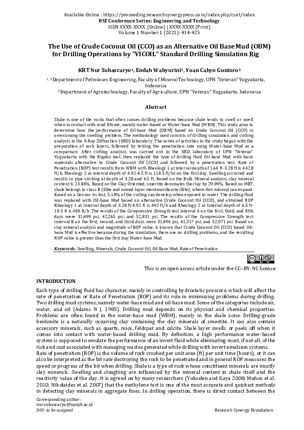 (PDF) The Use of Crude Coconut Oil (CCO) as an Alternative Oil Base Mud ...