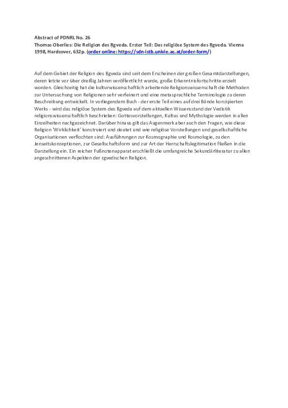 (PDF) Thomas Oberlies, Die Religion des Ṛgveda. Erster Teil: Das ...