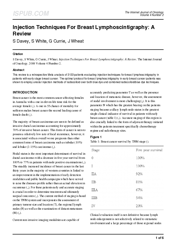 (PDF) Optimal Injection Techniques for Lymphoscintigraphy