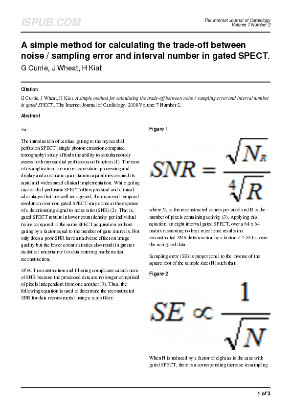Pdf A Simple Method For Calculating The Trade Off Between Noise Sampling Error And Interval