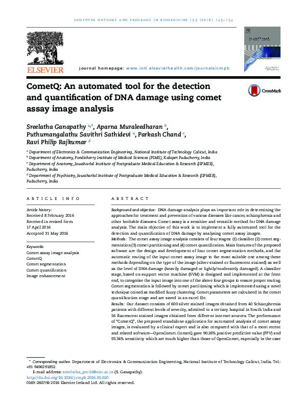 Pdf Cometq An Automated Tool For The Detection And Quantification Of