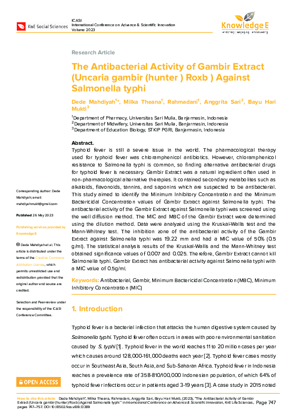 (PDF) The Antibacterial Activity of Gambir Extract (Uncaria gambir ...