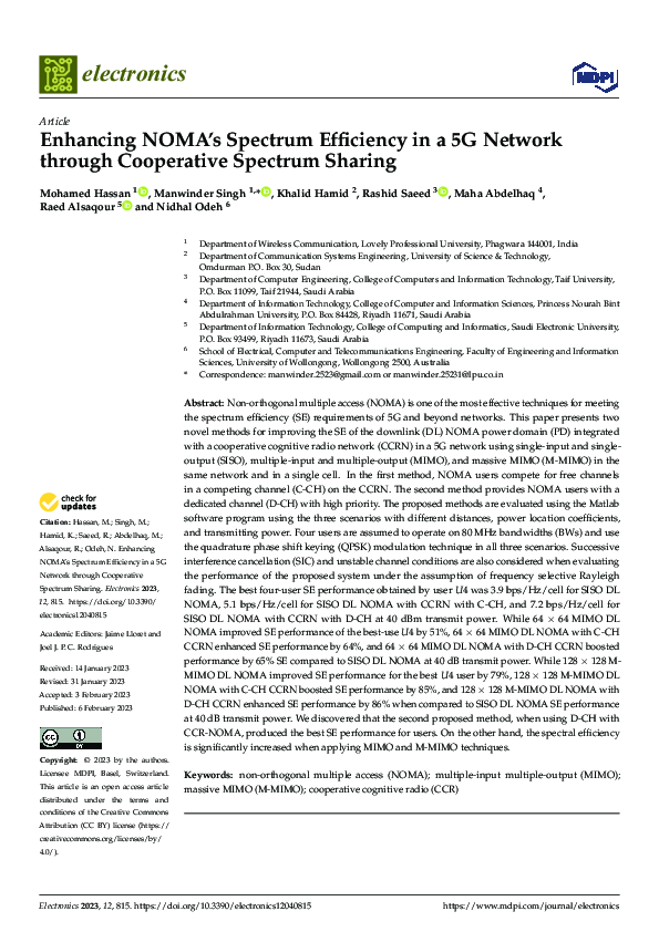 (PDF) Enhancing NOMA’s Spectrum Efficiency in a 5G Network through Cooperative Spectrum Sharing ...
