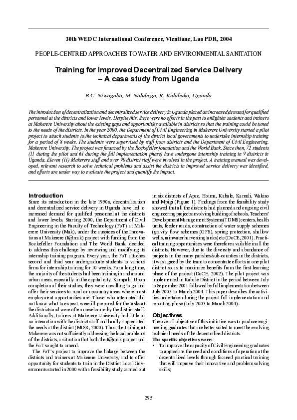 (PDF) Training for improved decentralized service delivery - a case ...
