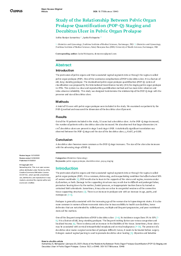 (PDF) Study of the Relationship Between Pelvic Organ Prolapse ...