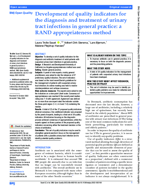 (PDF) Development of quality indicators for the diagnosis and treatment ...