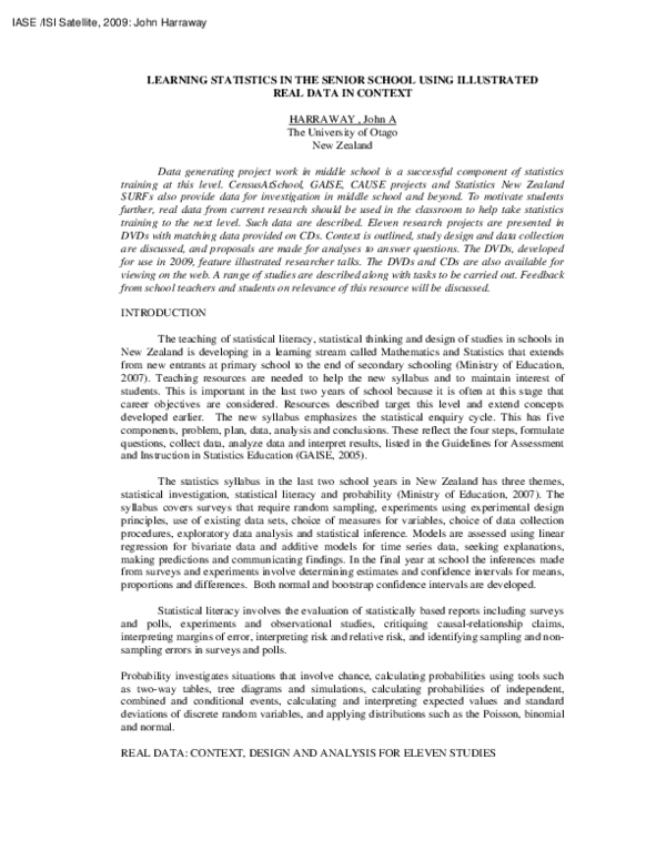 (PDF) Learning statistics in the senior school using illustrated real ...