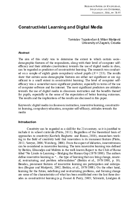 (PDF) Constructivist learning and digital media