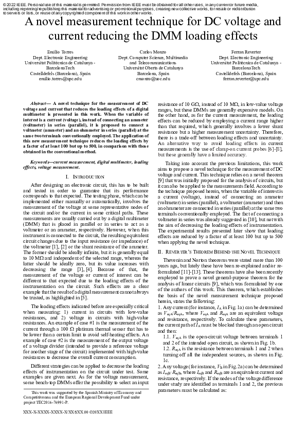 (PDF) A novel measurement technique for DC voltage and current reducing ...