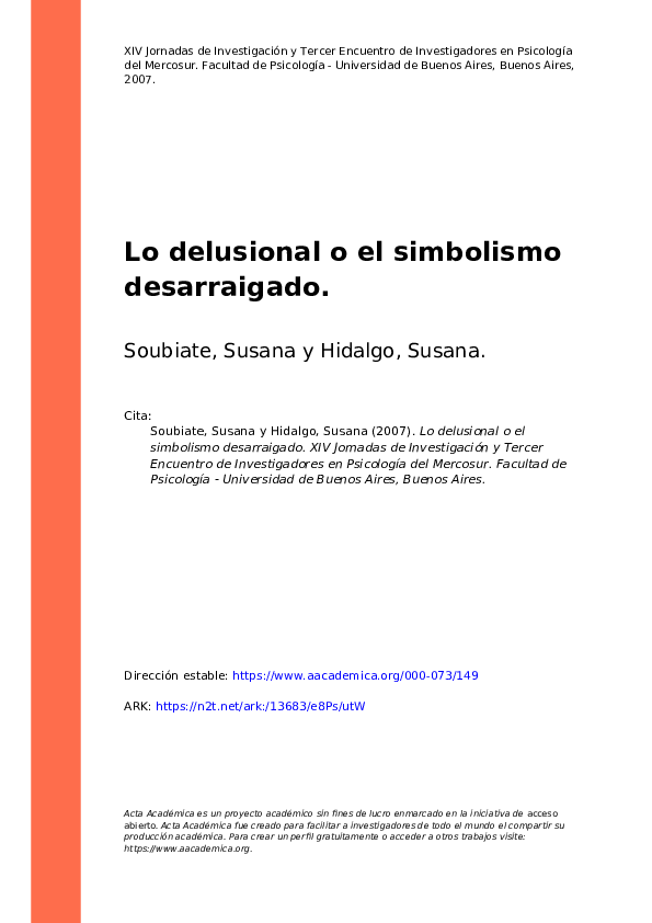(PDF) Lo Delusional O El Simbolismo Desarraigado