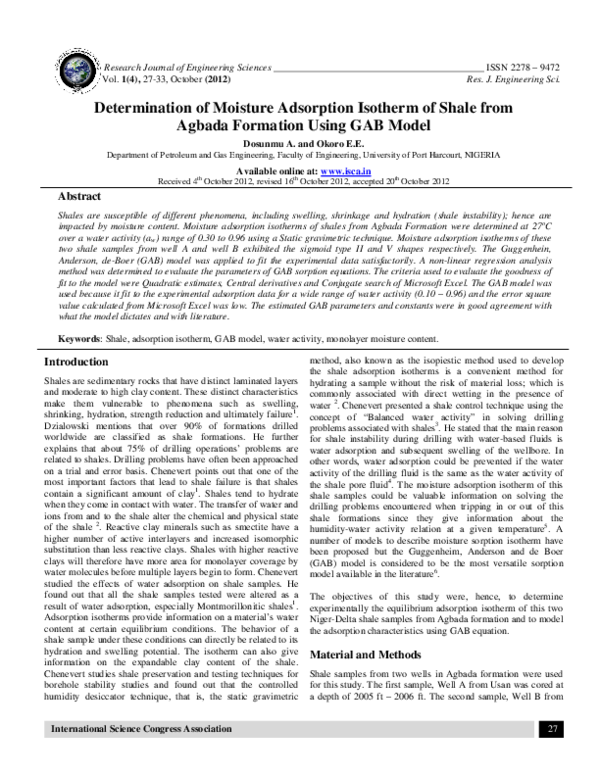 (PDF) Determination of Moisture Adsorption Isotherm of Shale from ...