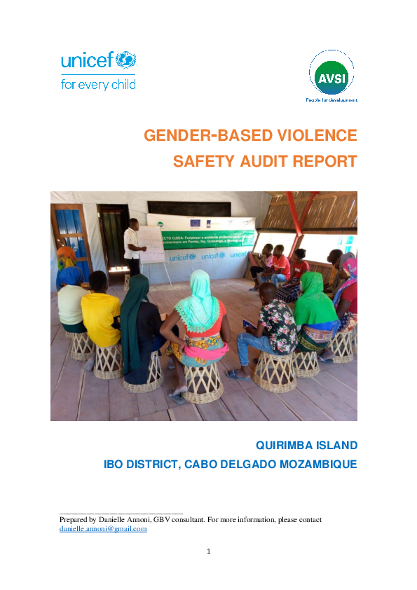 (PDF) AVSI Gender-Based Violence Safety Audit Report - Quirimba Island ...