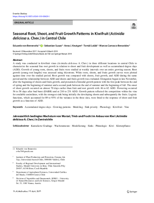 (PDF) Seasonal Root, Shoot, and Fruit Growth Patterns in Kiwifruit (Actinidia deliciosa a. Chev ...