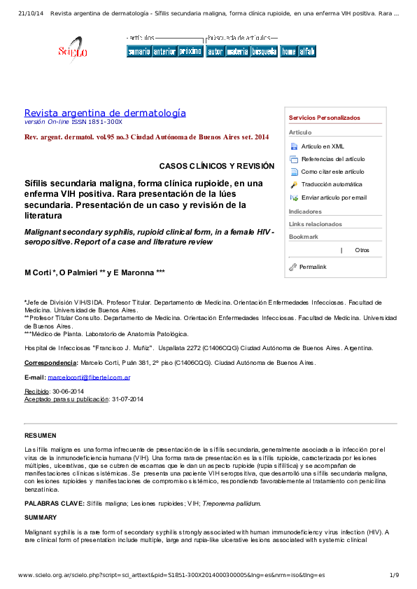 (PDF) Sífilis secundaria maligna, forma clínica rupioide, en una ...