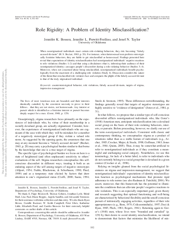 (PDF) Role Rigidity: A Problem of Identity Misclassification?