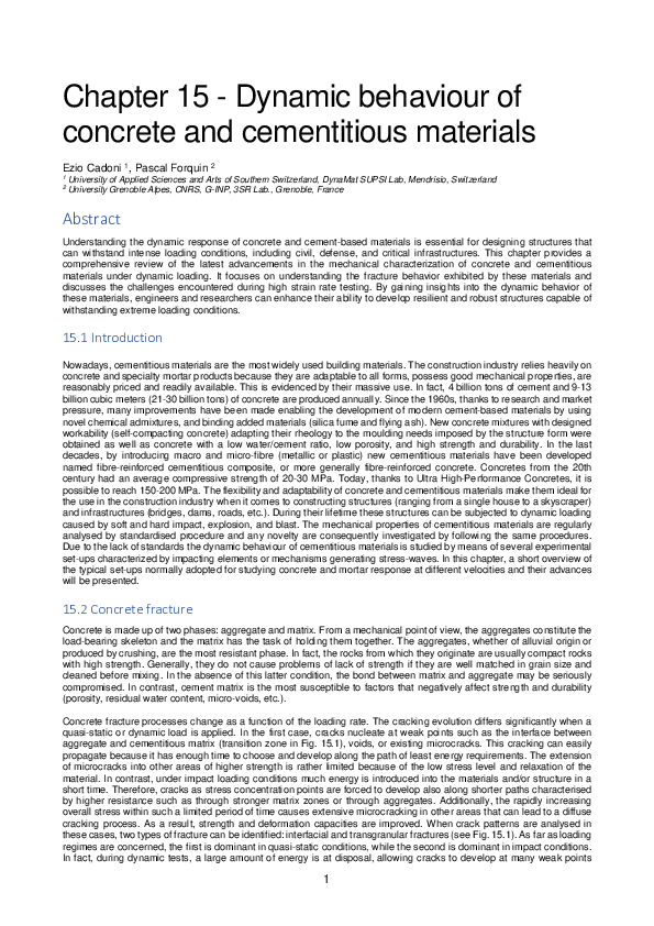 (PDF) Dynamic behaviour of concrete and cementitious materials