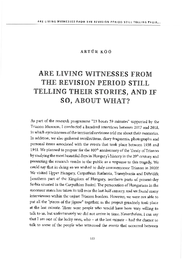 (PDF) Are living witnesses from the revision period still telling their ...