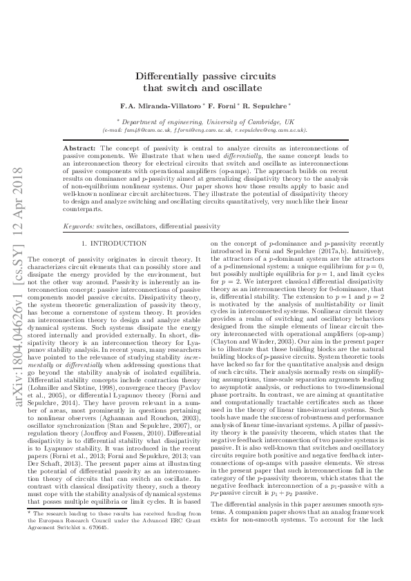 (PDF) Differentially passive circuits that switch and oscillate