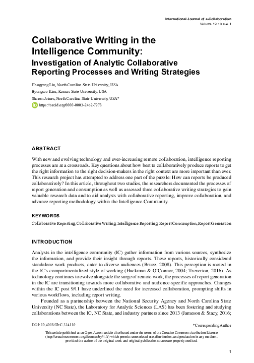 (PDF) Collaborative Writing in the Intelligence Community