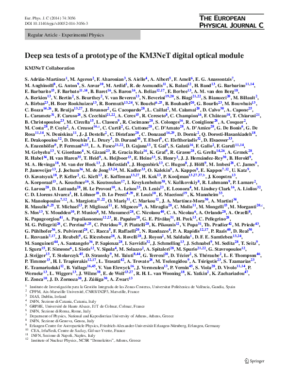 (PDF) Deep sea tests of a prototype of the KM3NeT digital optical module